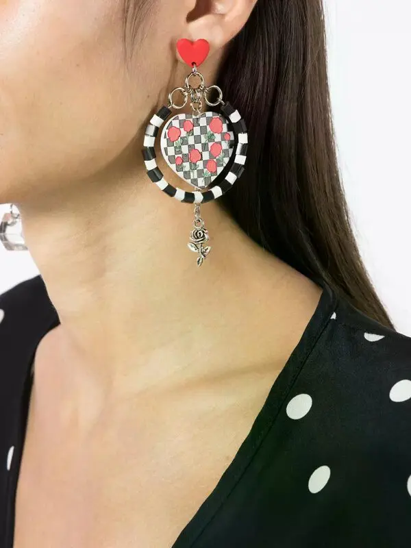 AMIR SLAMA Checkerboard Heart Earrings