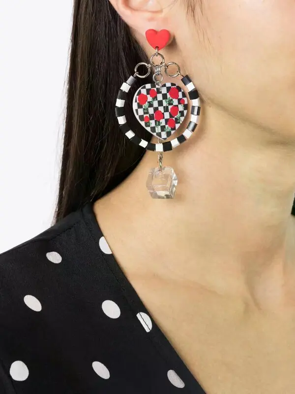 AMIR SLAMA Checkerboard Heart Earrings