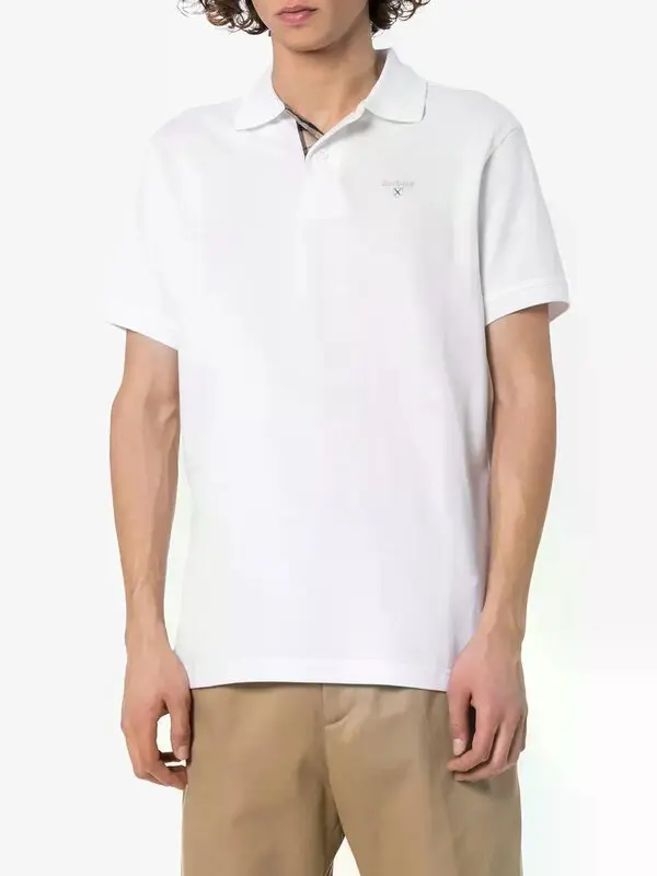 Barbour Tartan-trim Embroidered-logo Polo Shirt - White