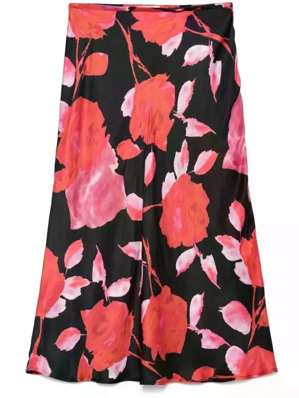 Blumarine Floral-print Midi Skirt - Black