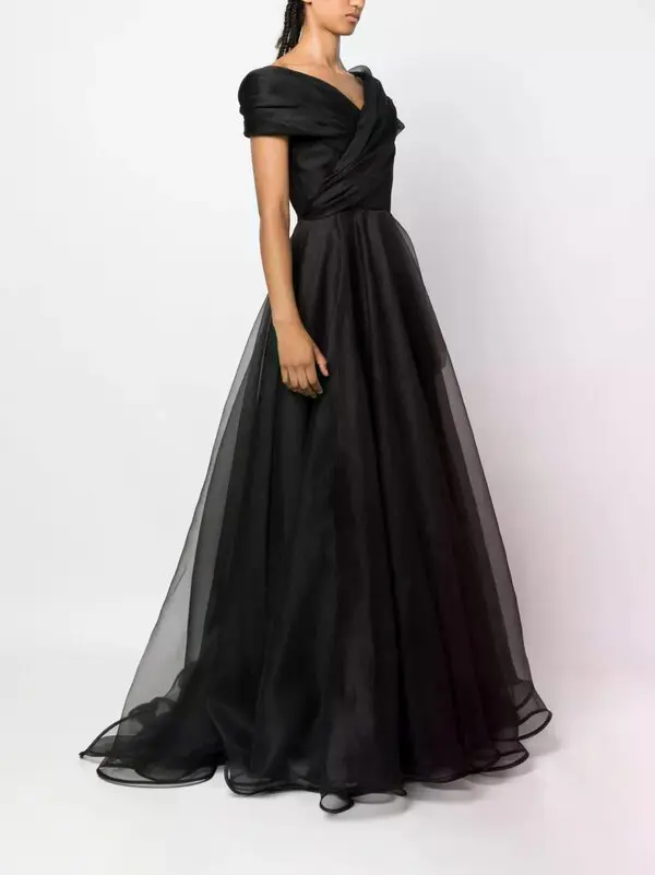 ANA RADU V-neck Ruched Maxi Dress