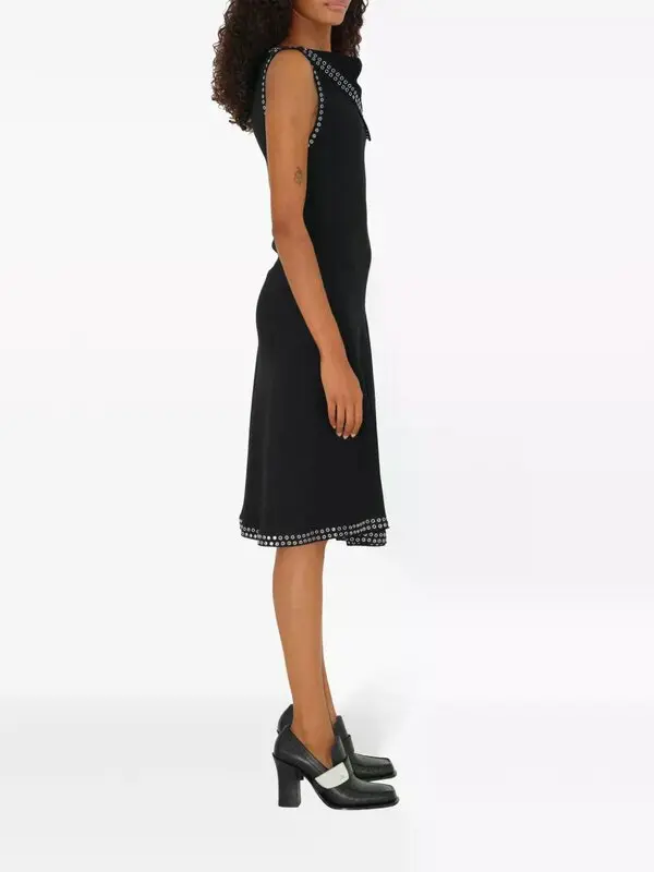 Burberry Eyelet Trim Satin Midi Dress