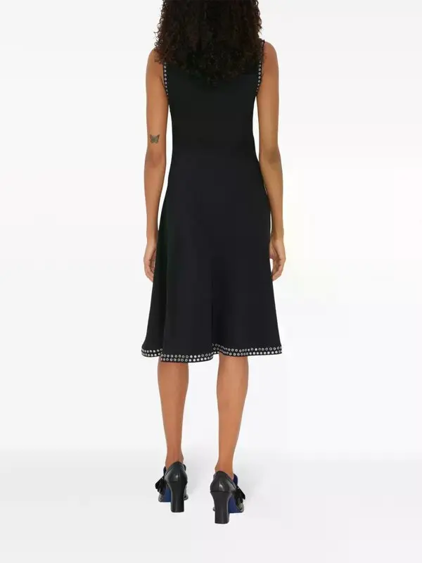 Burberry Eyelet Trim Satin Midi Dress