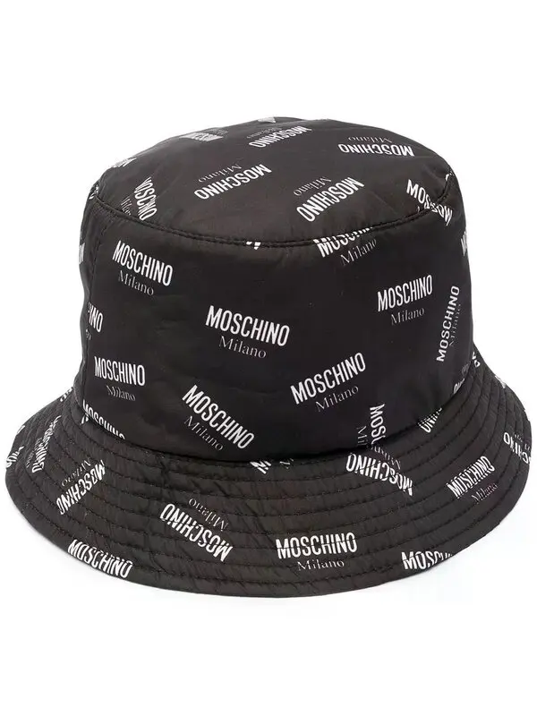 Moschino Logo Print Bucket Hat - Black