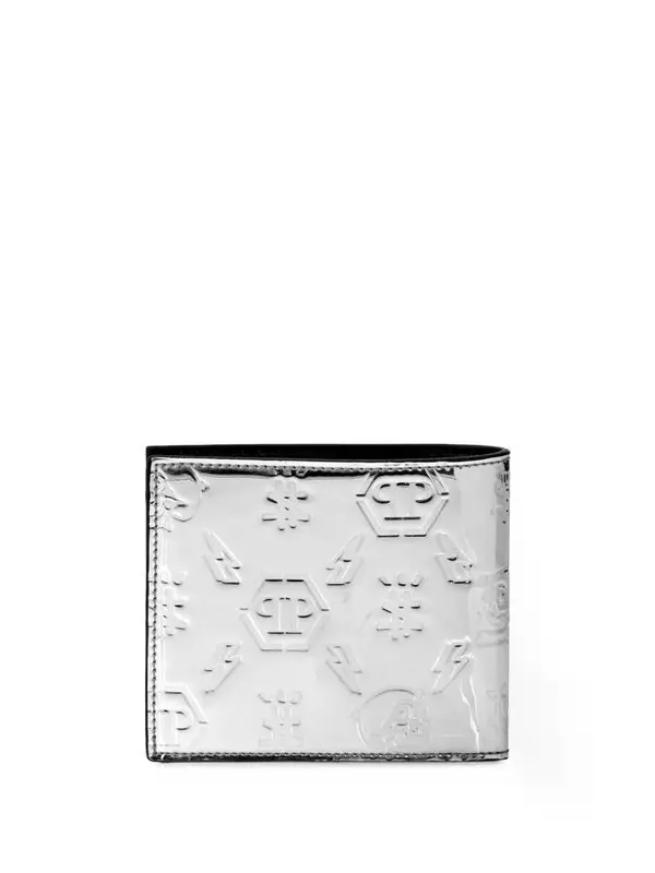 Philipp Plein Monogram-embossed Metallic Wallet