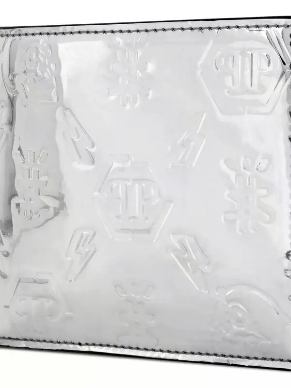 Philipp Plein Monogram-embossed Metallic Wallet