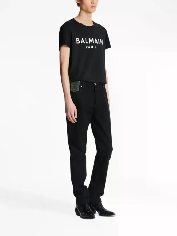 Balmain Crystal-embellished Straight-leg Jeans