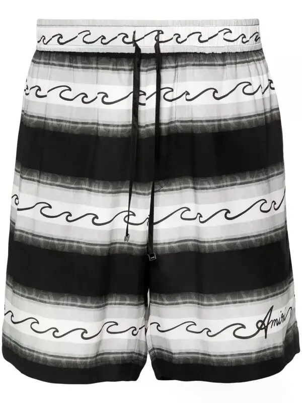 Amiri Wave Baja Striped Shorts