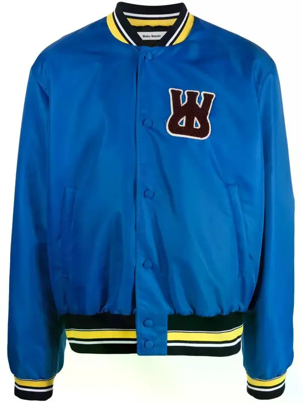WALES BONNER Logo-patch Bomber Jacket - Blue
