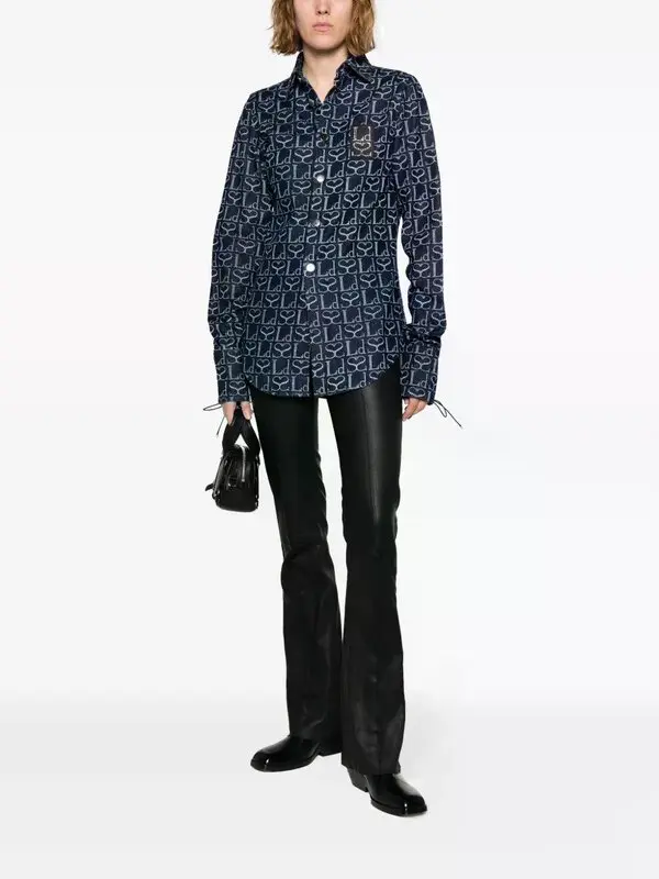 LUDOVIC DE SAINT SERNIN Monogram-print Logo-patch Shirt