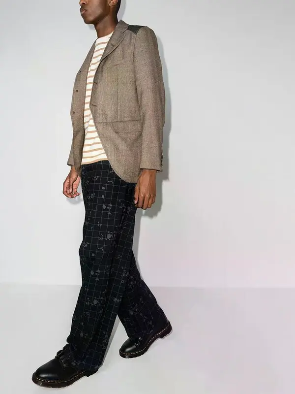 Undercover Check-pattern Loose-fit Trousers