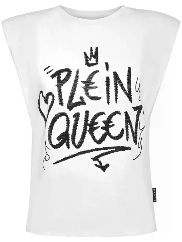 Philipp Plein Pure Crystals-embellished Sleeveless T-shirt - White