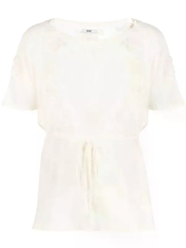 BODE Cotton Embroidered Top - Neutrals