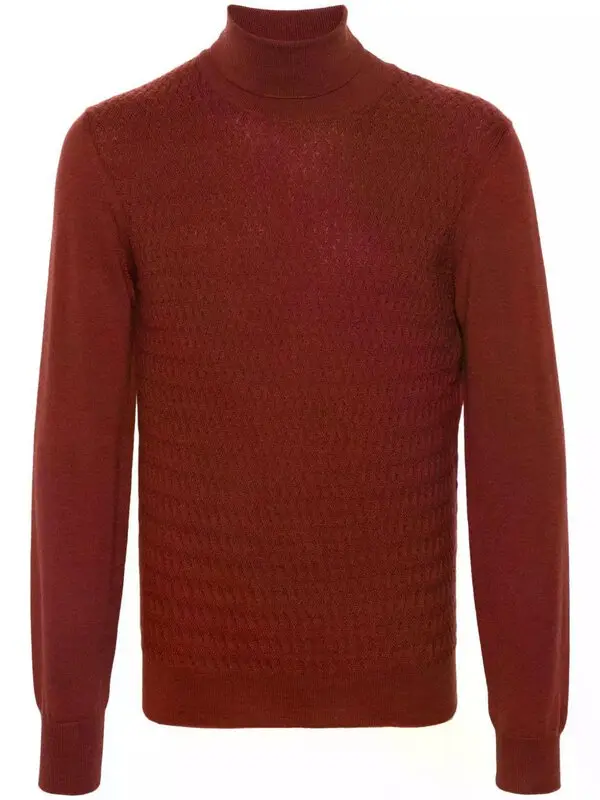 Corneliani Embossed-knit Virgin Wool Jumper - Red