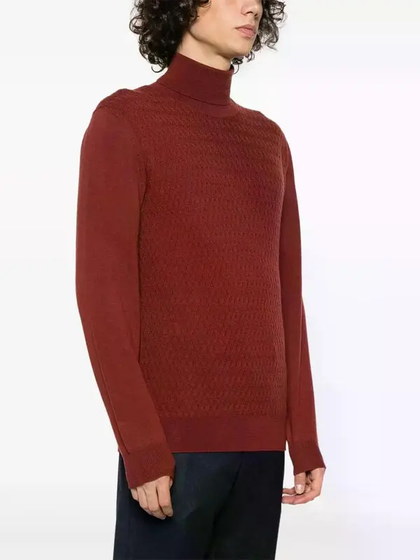 Corneliani Embossed-knit Virgin Wool Jumper - Red