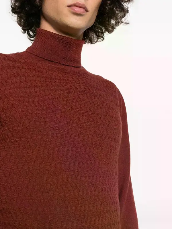 Corneliani Embossed-knit Virgin Wool Jumper - Red