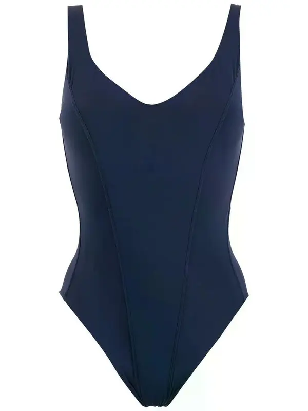 AMIR SLAMA V-neck Open-back Swimsuit - Blue