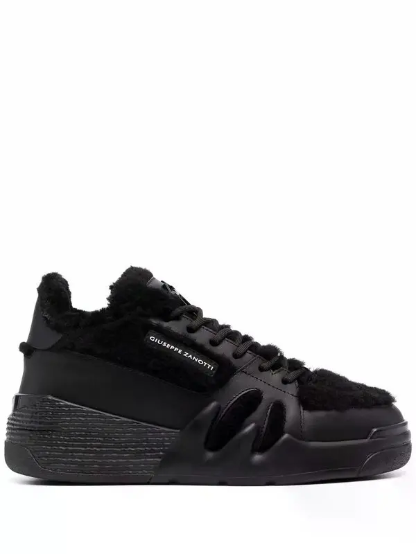 GIUSEPPE ZANOTTI Talon Shearling-trim High-top Sneakers