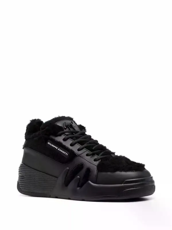 GIUSEPPE ZANOTTI Talon Shearling-trim High-top Sneakers