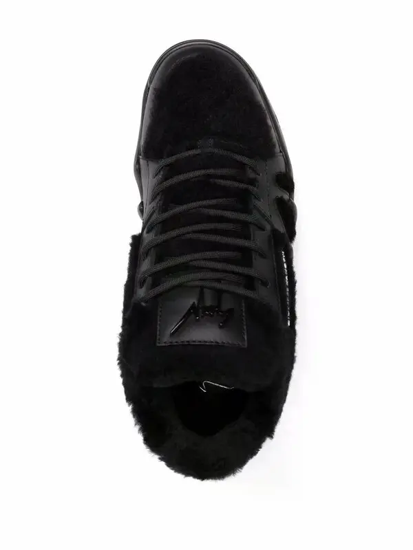 GIUSEPPE ZANOTTI Talon Shearling-trim High-top Sneakers