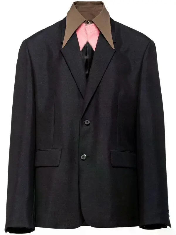Prada Detachable-collar Wool Blazer