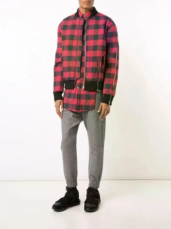 MOSTLY HEARD RARELY SEEN Plaid Bomber Jacket - Red
