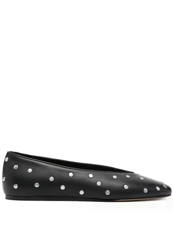 Le Monde Beryl Luna Stud-embellished Leather Ballerina Shoes - Black