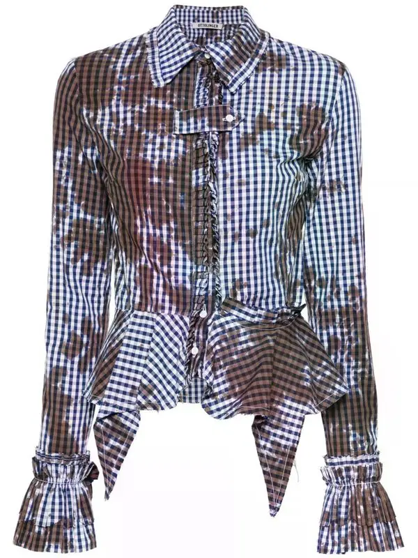 Ottolinger Stained Gingham Ruffled Shirt
