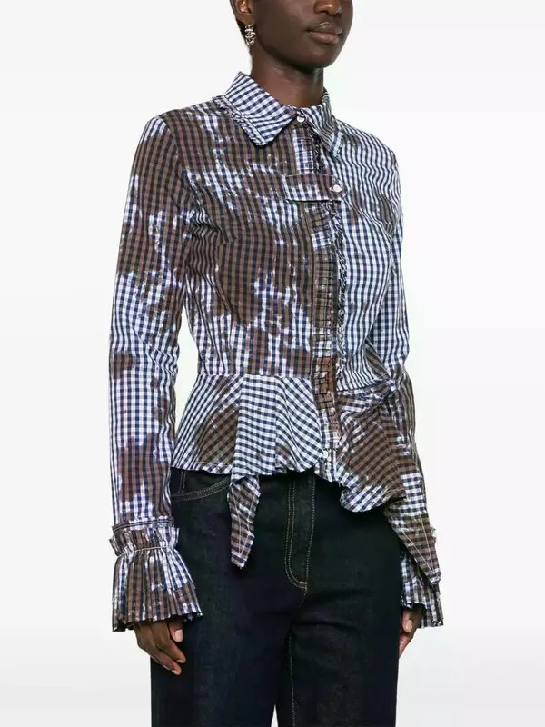 Ottolinger Stained Gingham Ruffled Shirt
