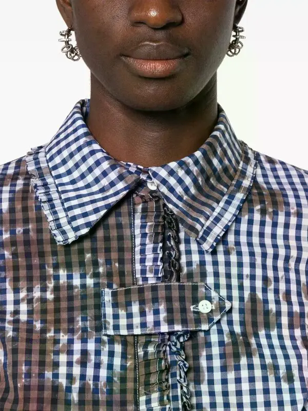 Ottolinger Stained Gingham Ruffled Shirt