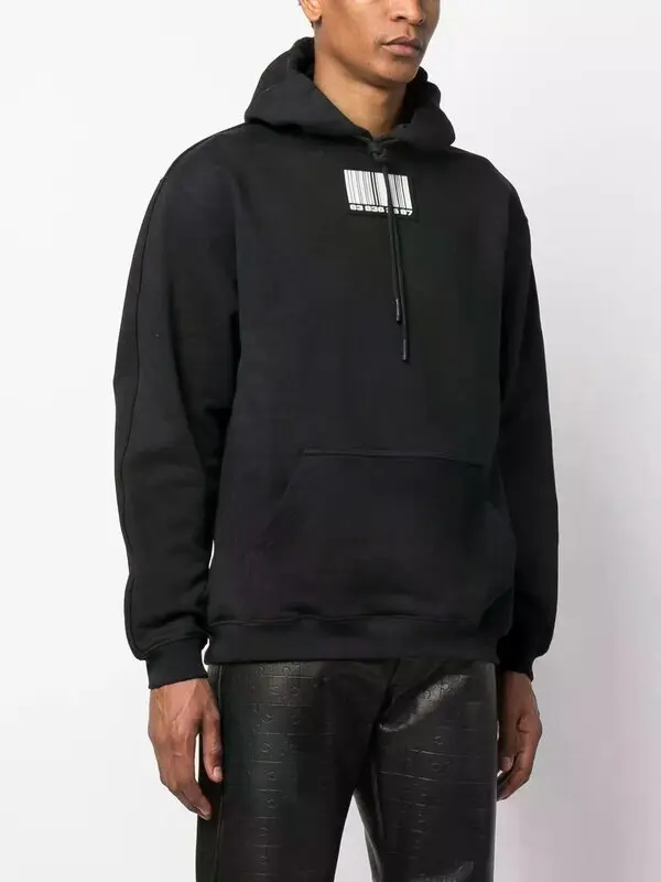 VTMNTS Logo-patch Long-sleeve Hoodie - Black