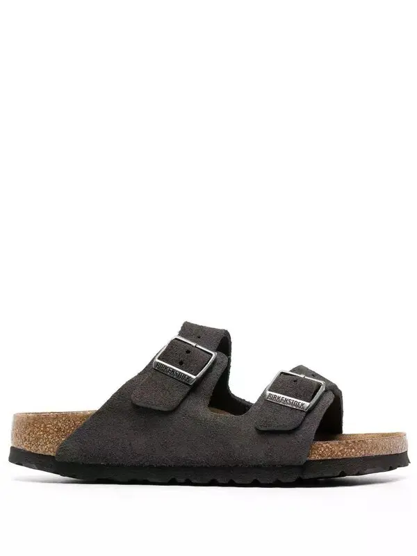 BIRKENSTOCK Arizona Leather Buckle-detail Sandals - Grey