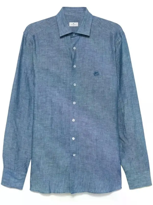 Etro Pegaso-embroidered Shirt - Blue