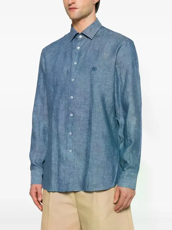 Etro Pegaso-embroidered Shirt - Blue