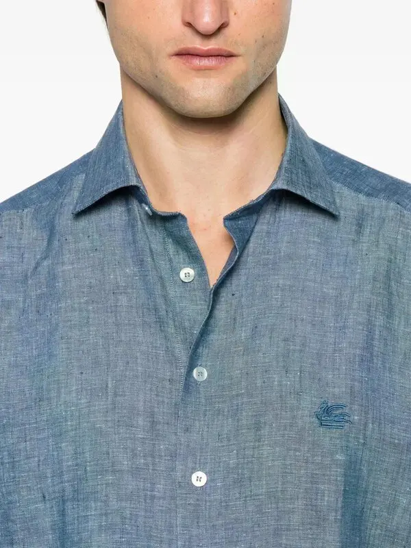 Etro Pegaso-embroidered Shirt - Blue