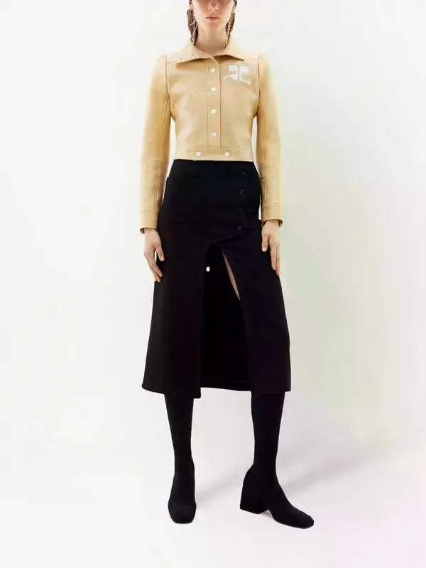 COURREGES Zip-up Vinyl Jacket - Neutrals