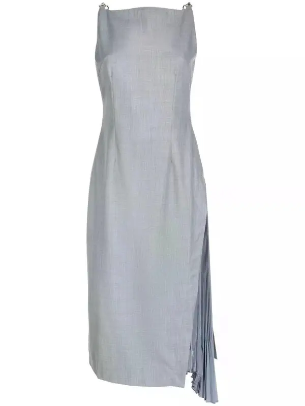 Rokh Side-pleats Midi Dress - Grey