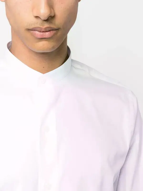 FURSAC Collarless Long-sleeve Cotton Shirt