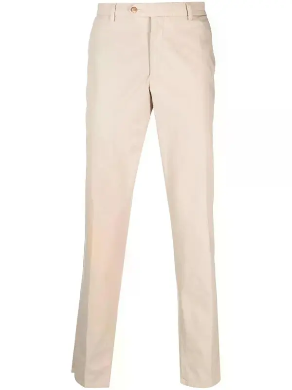 LARDINI Slim-fit Cotton Blend Chinos - Neutrals