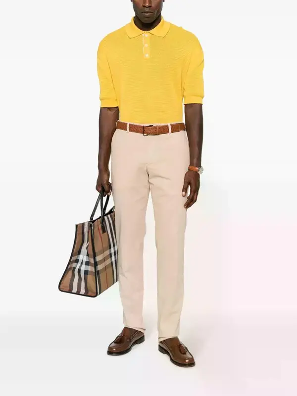 LARDINI Slim-fit Cotton Blend Chinos - Neutrals