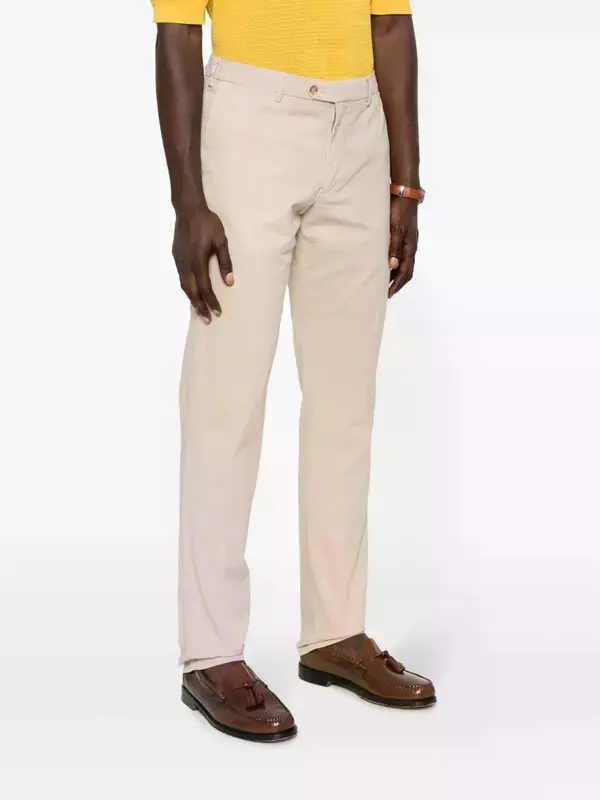 LARDINI Slim-fit Cotton Blend Chinos - Neutrals