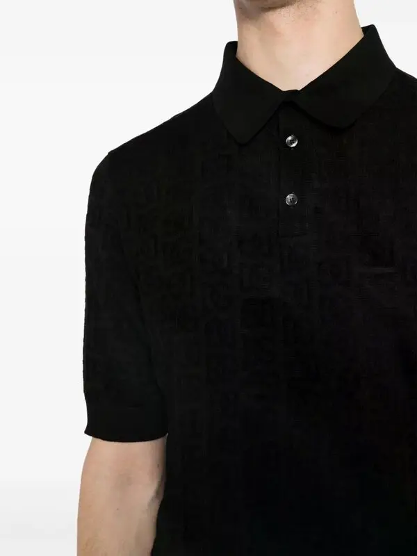 Dolce & Gabbana Monogram-jacquard Silk Polo Shirt