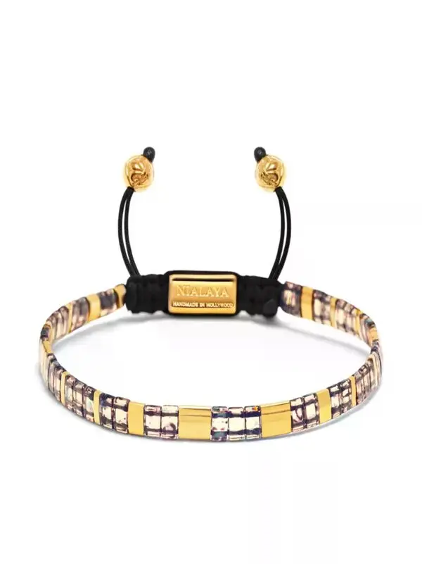 NIALAYA JEWELRY Logo-engraved Beaded Bracelet - Gold