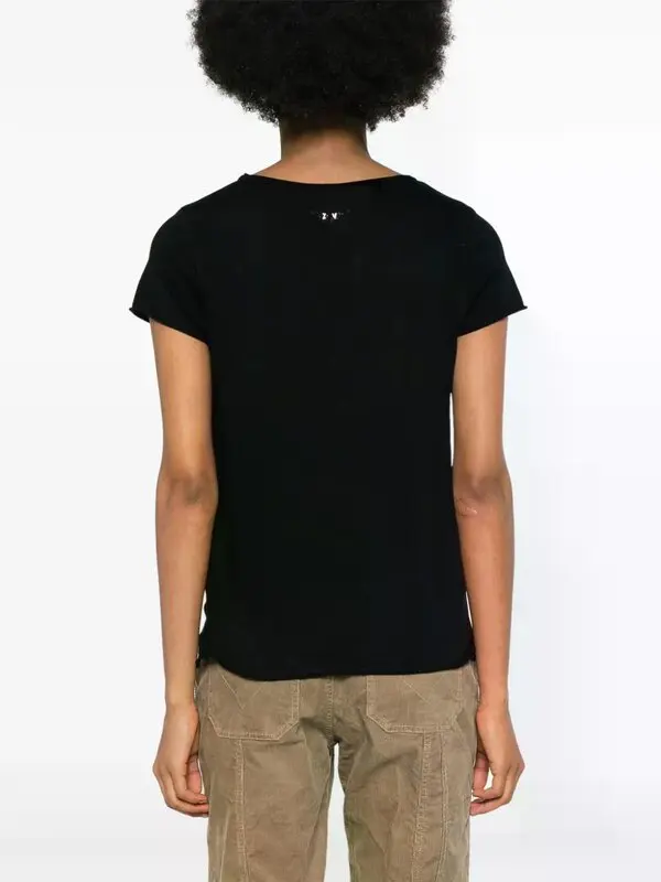 Zadig&Voltaire Organic Cotton Henley T-shirt With Diamante Embellishment - Black
