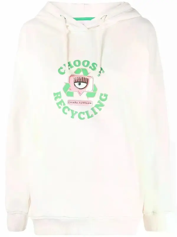 CHIARA FERRAGNI Eye-motif Hoodie - Neutrals