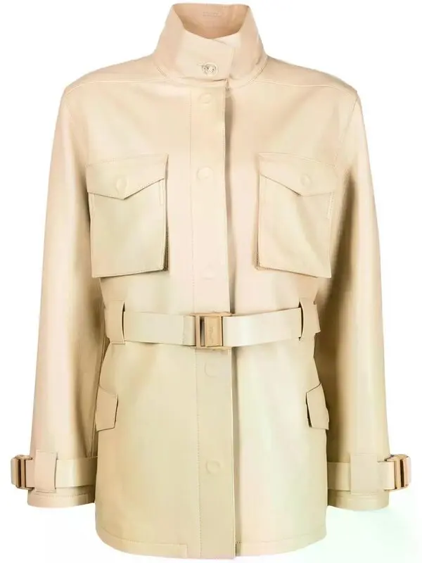Off-White Single-breasted Belted-waist Coat