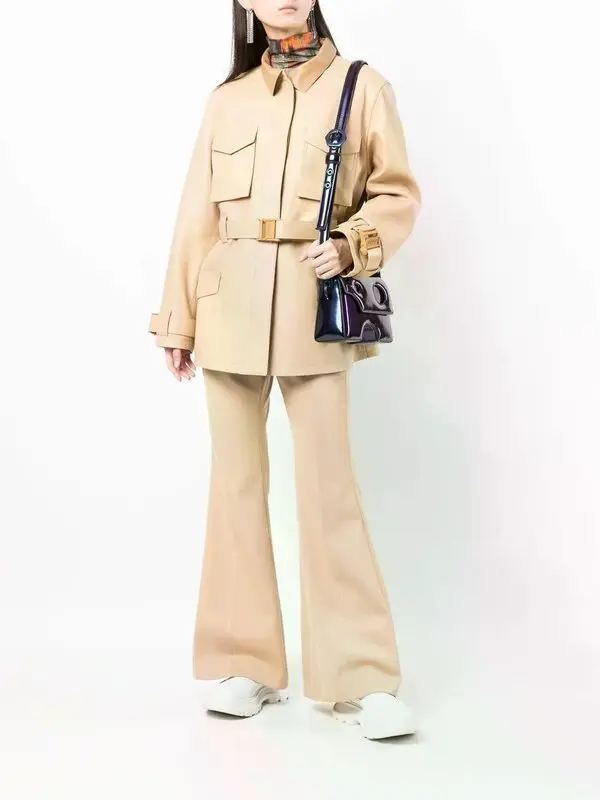 Off-White Single-breasted Belted-waist Coat