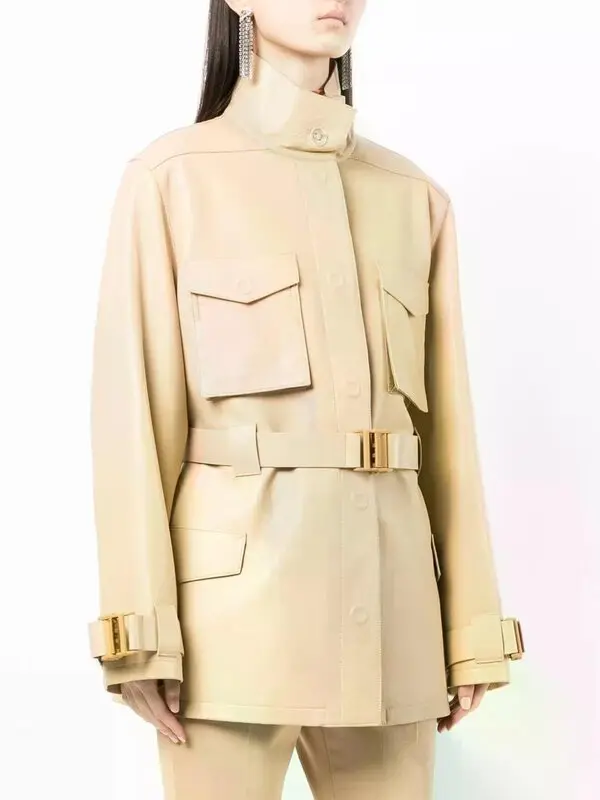 Off-White Single-breasted Belted-waist Coat