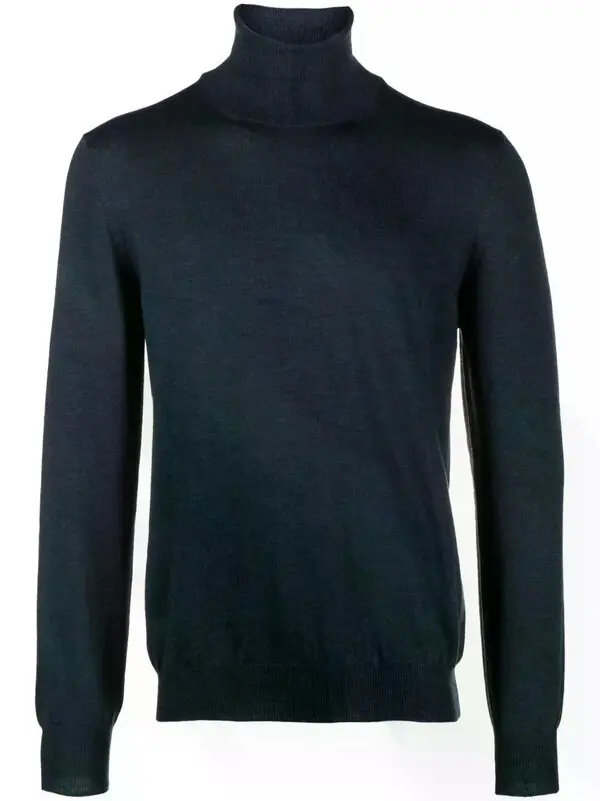 BARBA NAPOLI Roll-neck Virgin Wool Jumper - Blue