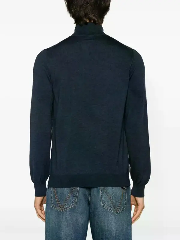 BARBA NAPOLI Roll-neck Virgin Wool Jumper - Blue